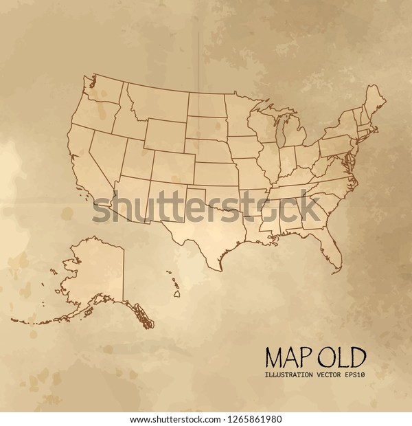 Old Usa Map Vintage Paper Texture: vector de stock (libre de regalías ...