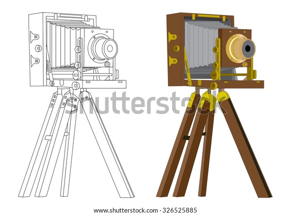 Old Vintage Camera On Tripod Vector Stock Vector (Royalty Free ...