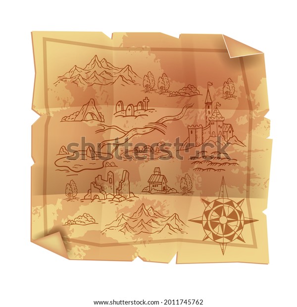 Old Vintage Parchment Map Antique Papyrus Stock Vector (Royalty Free ...
