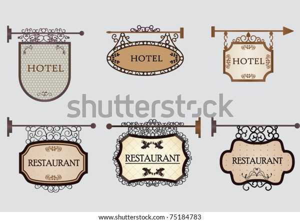 Old Vintage Signboard Vector Set Stock Vector (Royalty Free) 75184783