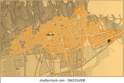 Old Vintage Vector City Map Stock Vector (Royalty Free) 1861316308 ...