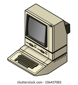 Vintage Computer Illustration Drawing Engraving Ink: เวกเตอร์สต็อก ...