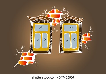 Old Window Hand Drawing Illustration Stock Vector (Royalty Free ...