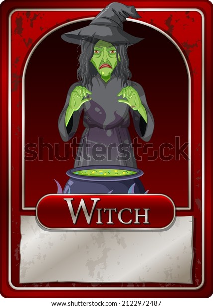 Old Witch Character Game Card Template Stock Vector (Royalty Free ...