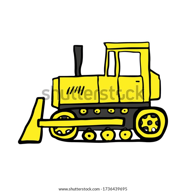 Old Yellow Bulldozer Icon Side View Stock Vector (Royalty Free ...