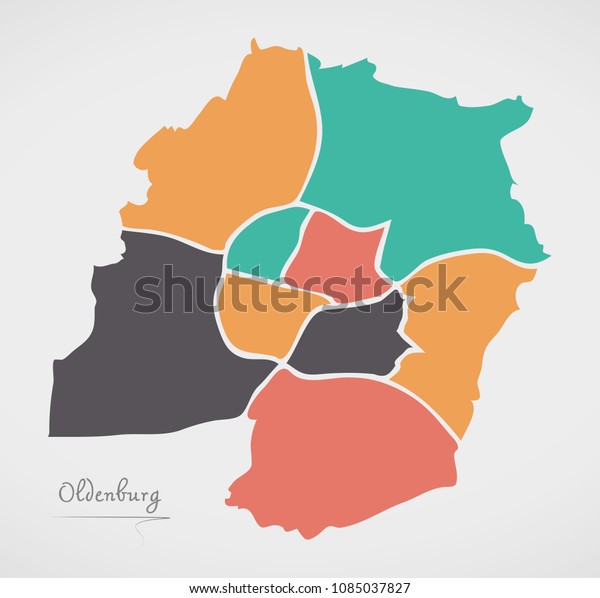 Oldenburg Map Boroughs Modern Round Shapes Stock Vector (Royalty Free ...