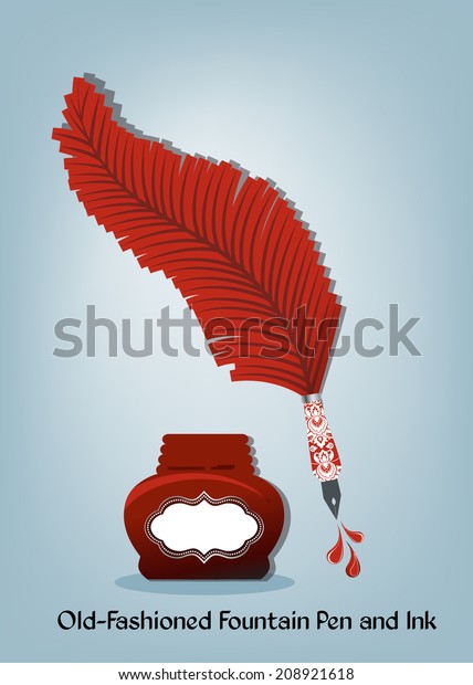 Oldfashioned Pen Ink Bottle Label Stock Vector (Royalty Free) 208921618 ...