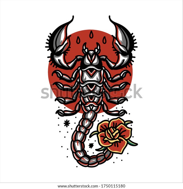 Oldschool Scorpion Illustration Vector Design Stock Vector (Royalty ...