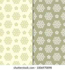 Olive Green Floral Backgrounds Set Seamless Stock Vector (Royalty Free ...