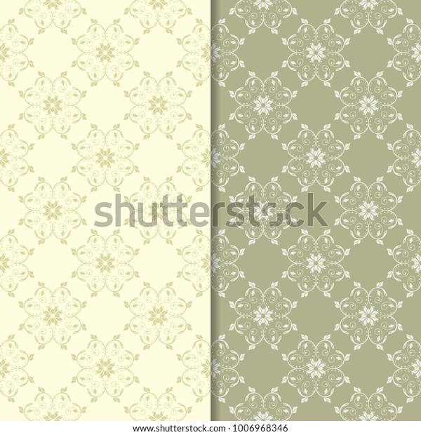 Olive Green Floral Designs Set Seamless Stock Vector (Royalty Free ...