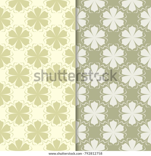 Olive Green Floral Designs Set Seamless Stock Vector (Royalty Free ...