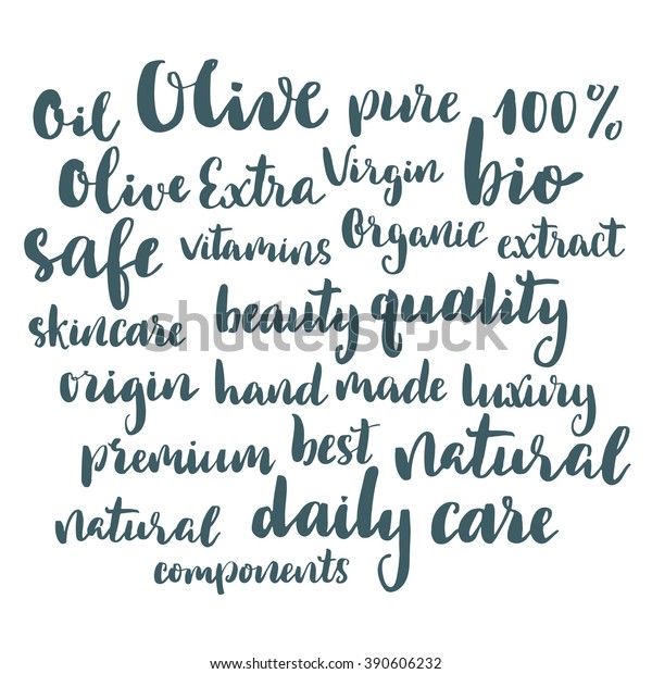 Olive Lettering Set Hand Written Catchwords Stock Vector (Royalty Free ...