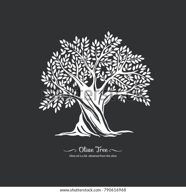 Olive Tree Nature Vector Silhouette Illustration Stock Vector (Royalty ...