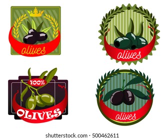 Olives Labels Design White Background Stock Vector (Royalty Free ...