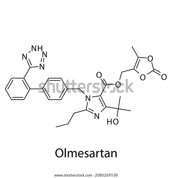 Olmesartan Molecular Structure Flat Skeletal Chemical Stock Vector ...
