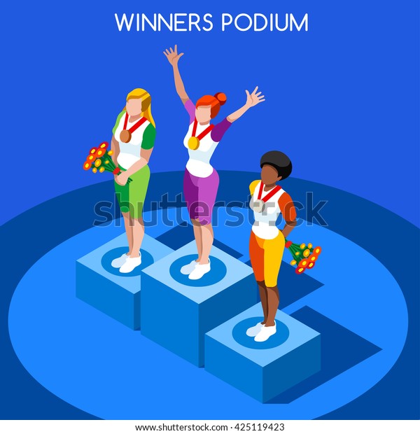 Olympic Podium Stand 3d Isometric Sport Stock Vector (Royalty Free ...
