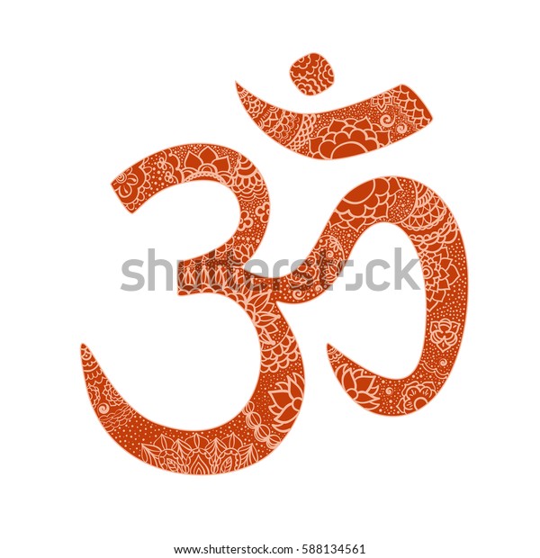 Om Symbol Hand Drawn Floral Ornament Stock Vector (Royalty Free ...