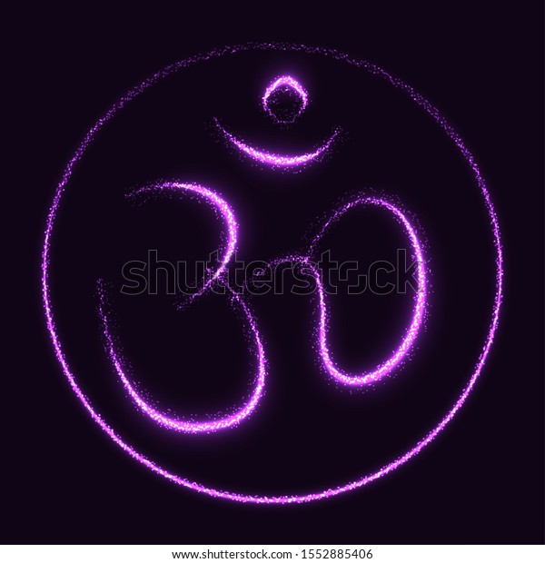 Om Symbol Icon Glow Glitter Purple Stock Vector (Royalty Free) 1552885406