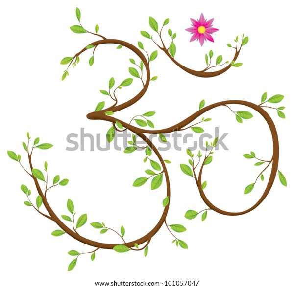 Om Symbol Made Twigs Leaves Blossom: เวกเตอร์สต็อก (ปลอดค่าลิขสิทธิ์ ...