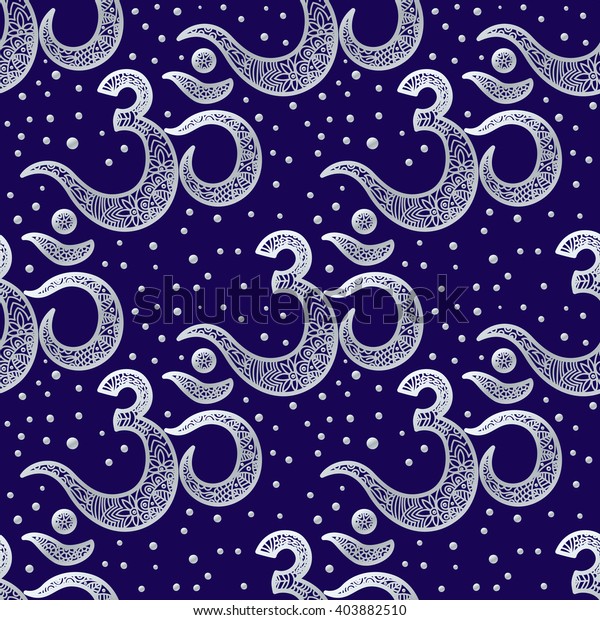 Om Symbol Seamless Pattern Vintage Silver Stock Vector (Royalty Free ...