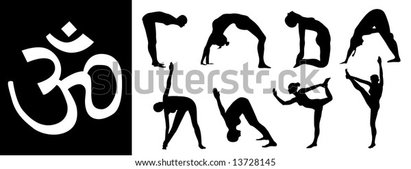 Om Symbol Yoga Asanas Stock Vector (Royalty Free) 13728145 | Shutterstock