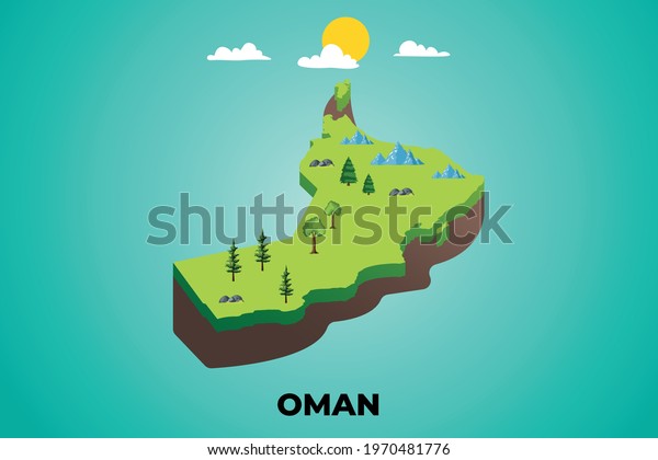 Oman 3d Isometric Map Topographic Details Stock Vector (Royalty Free ...