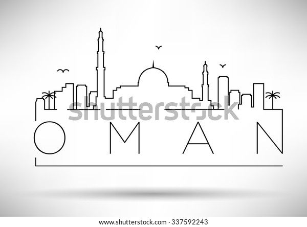 Oman Line Silhouette Typographic Design Stock Vector (Royalty Free ...