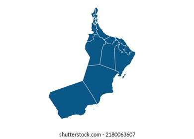 Oman Map Blue Color On White Stock Vector (Royalty Free) 2180063607 ...