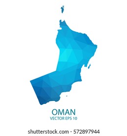 Oman Map Blue Geometric Rumpled Triangular Stock Vector (Royalty Free ...