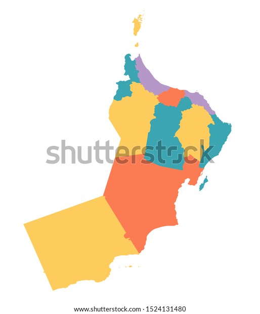 Oman Map Regions Vector Flat Illustration 库存矢量图（免版税）1524131480 ...
