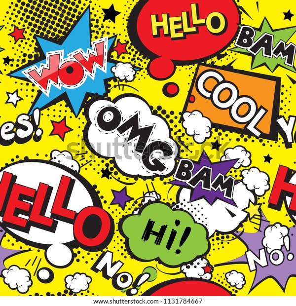 Omg Hello Wow Cool Hi Comic: vetor stock (livre de direitos) 1131784667 ...