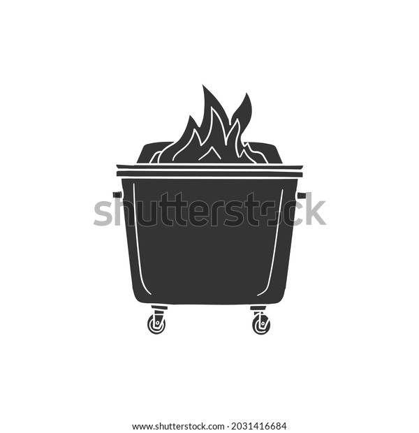 On Fire Bin Icon Silhouette Illustration Stock Vector (Royalty Free ...