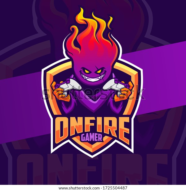On Fire Flame Gamer Mascot Esport Stock Vector (Royalty Free ...