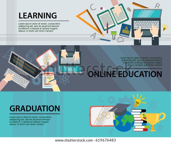 On Line Learning Banner Template Stock Vector (Royalty Free) 619676483