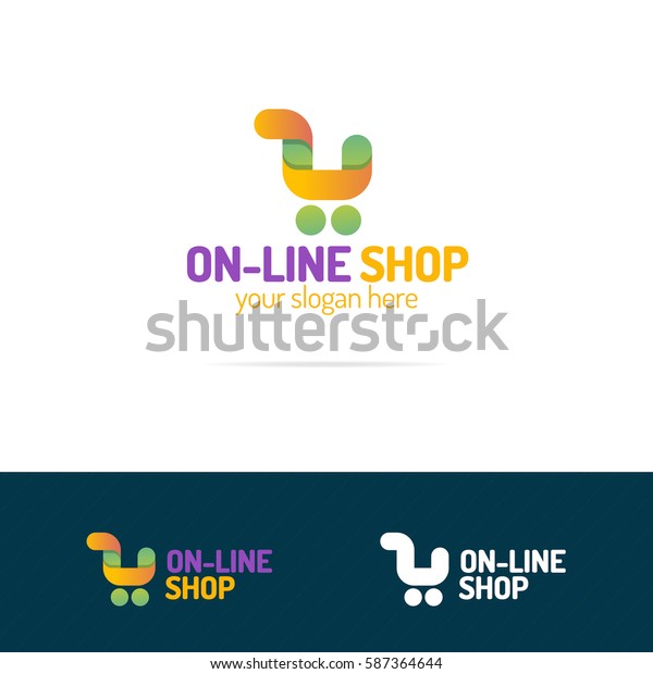On Line Shop Logo Set Consisting Stock Vector (Royalty Free) 587364644 ...