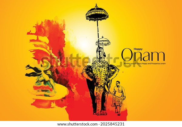 Onam Celebration Decorated Elephant Vector Kathakali Stock Vector ...