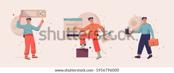 Onboarding Isolated Scenes Set Getting Know: vetor stock (livre de ...