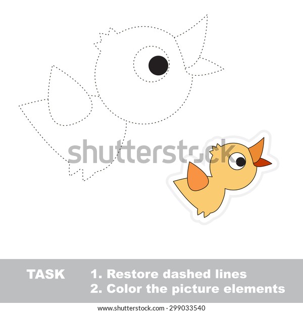 One Cartoon Bird Restore Dashed Line Stock Vector (Royalty Free ...