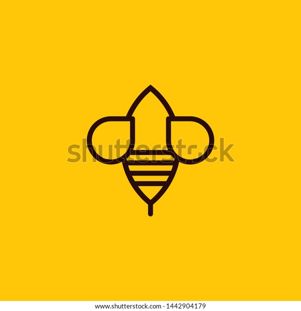 One Color Bee Logo Yellow Background Stock Vector (Royalty Free ...