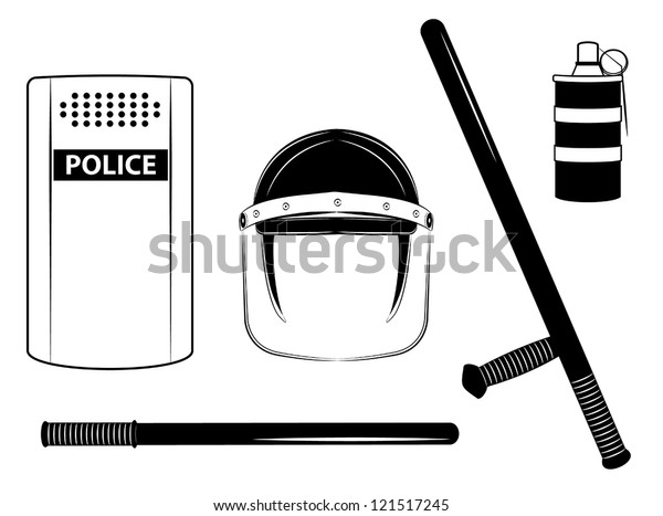 One Color Vector Police Set Isolated Stock Vector (Royalty Free ...