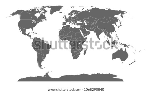 One Color Vector Politic World Map Stock Vector (Royalty Free) 1068290840