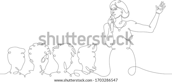 One Continuous Drawing Line Female Character Stock Vector (Royalty Free ...