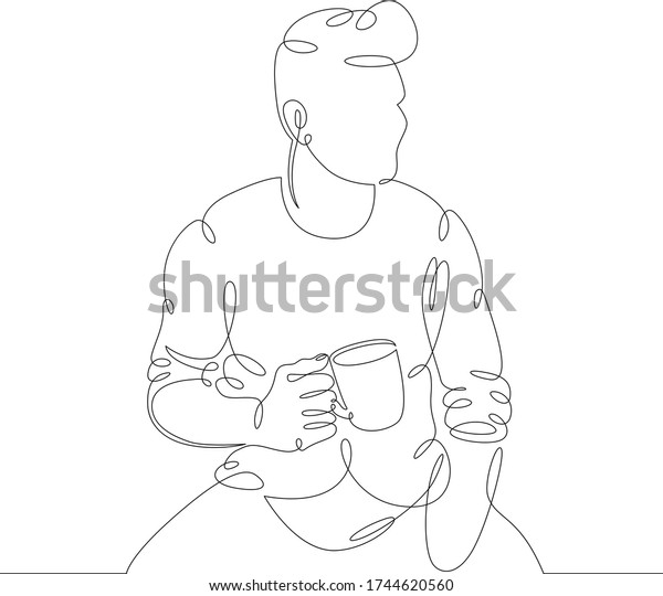 One Continuous Drawing Line Young Man Stock Vector (Royalty Free ...