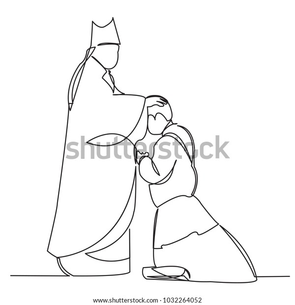 One Continuous Drawn Line Catholic Priest Stock Vector (Royalty Free ...