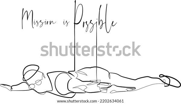 One Continuous Line Art Mission Possible Stock Vector (Royalty Free ...