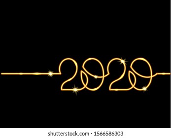 One Continuous Line Drawing 2020 Vector Stock Vector (Royalty Free ...