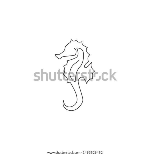 One Continuous Line Drawing Adorable Sea Stock Vector (Royalty Free ...