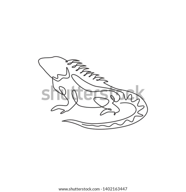 One Continuous Line Drawing Beautiful Iguana Stock Vector (Royalty Free ...