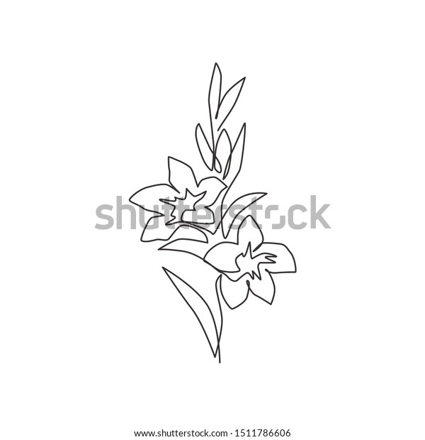 One Continuous Line Drawing Of Beauty Fresh Orchid For Garden Logo