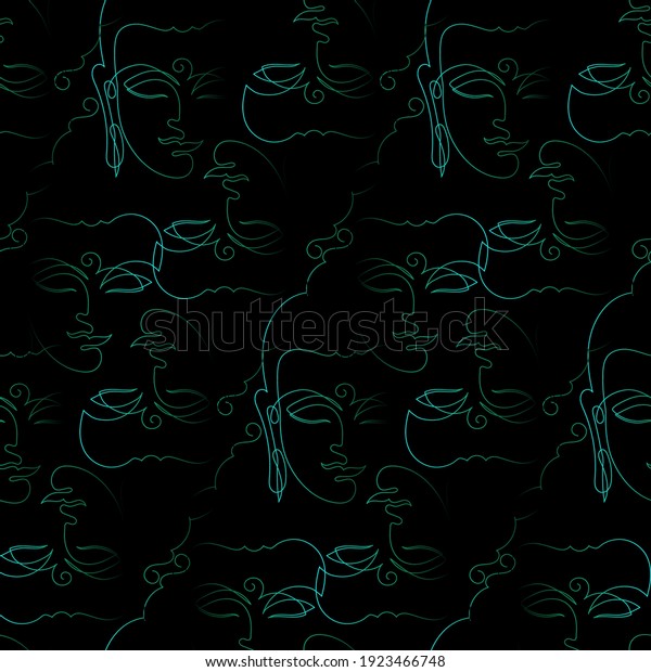 One Continuous Line Drawing Buddha Symbol 库存矢量图（免版税）1923466748 ...
